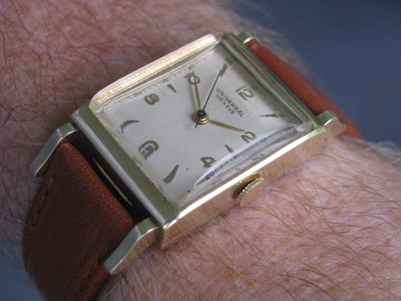 Universal Geneve Vintage 14k Solid Gold Art Deco Wris… - Gem Universal Geneve Vintage 14k Solid Gold Art Deco Wris… - Gem