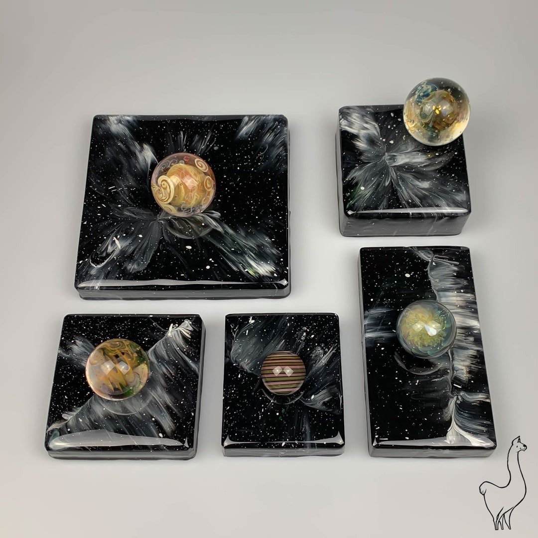Marble Display Stands - White - Galaxy Nebula Acrylic UV Painting on ...