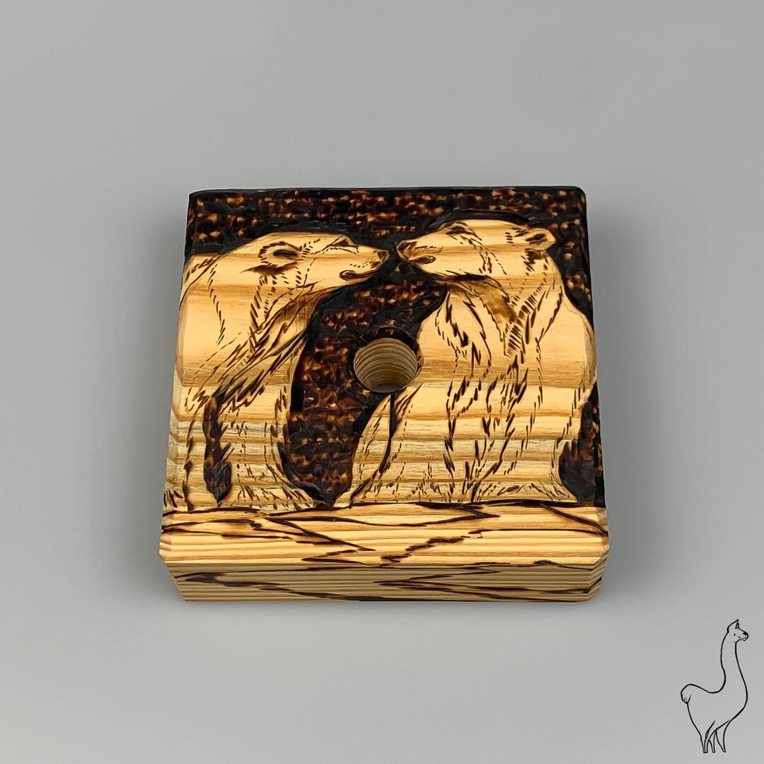 Marble Display Stand - Polar Bear Partners #3 - Woodburned by ...