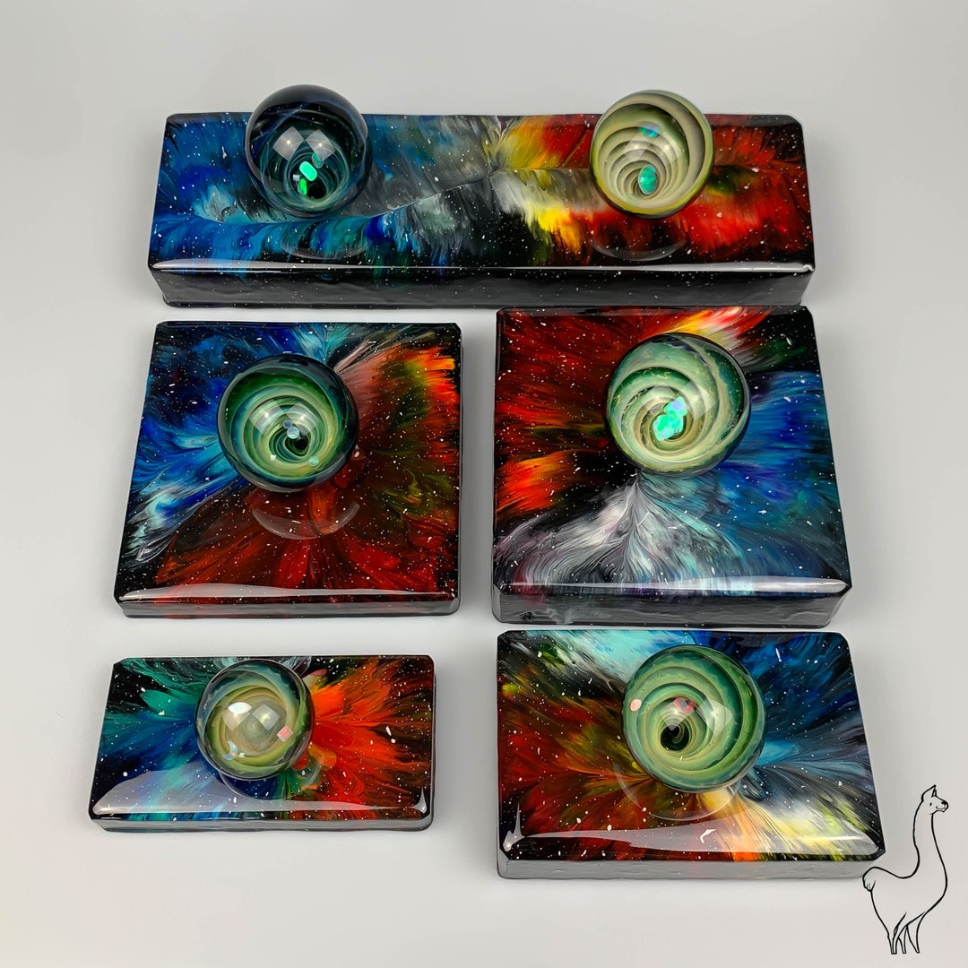 Marble Display Stands - Fire & Ice - Galaxy Nebula Acrylic UV Painting ...