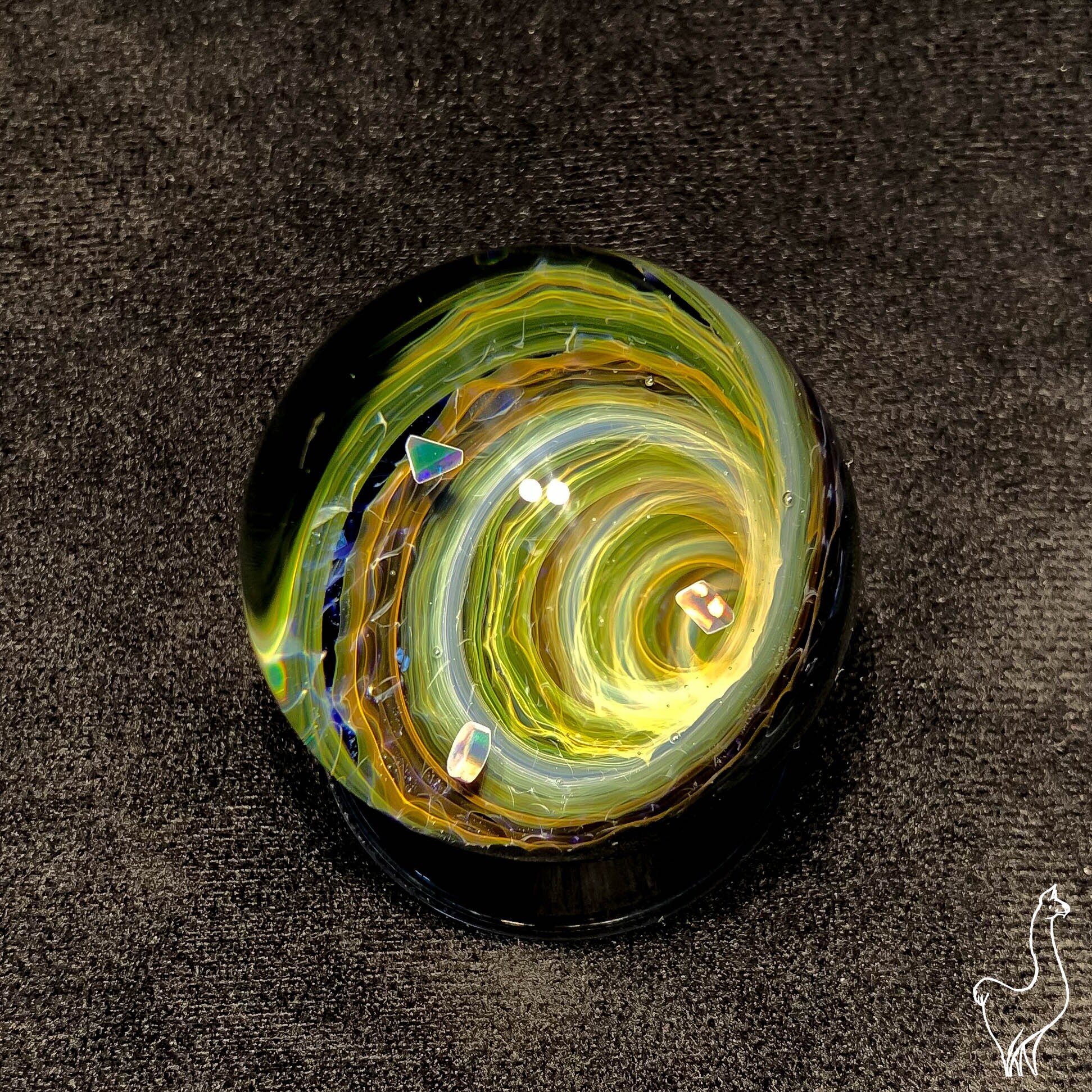 Portals 2023 7 1.95 Handmade Borosilicate Glass Marble, UV, Gilson Opal, Gold & Silver Fume ...