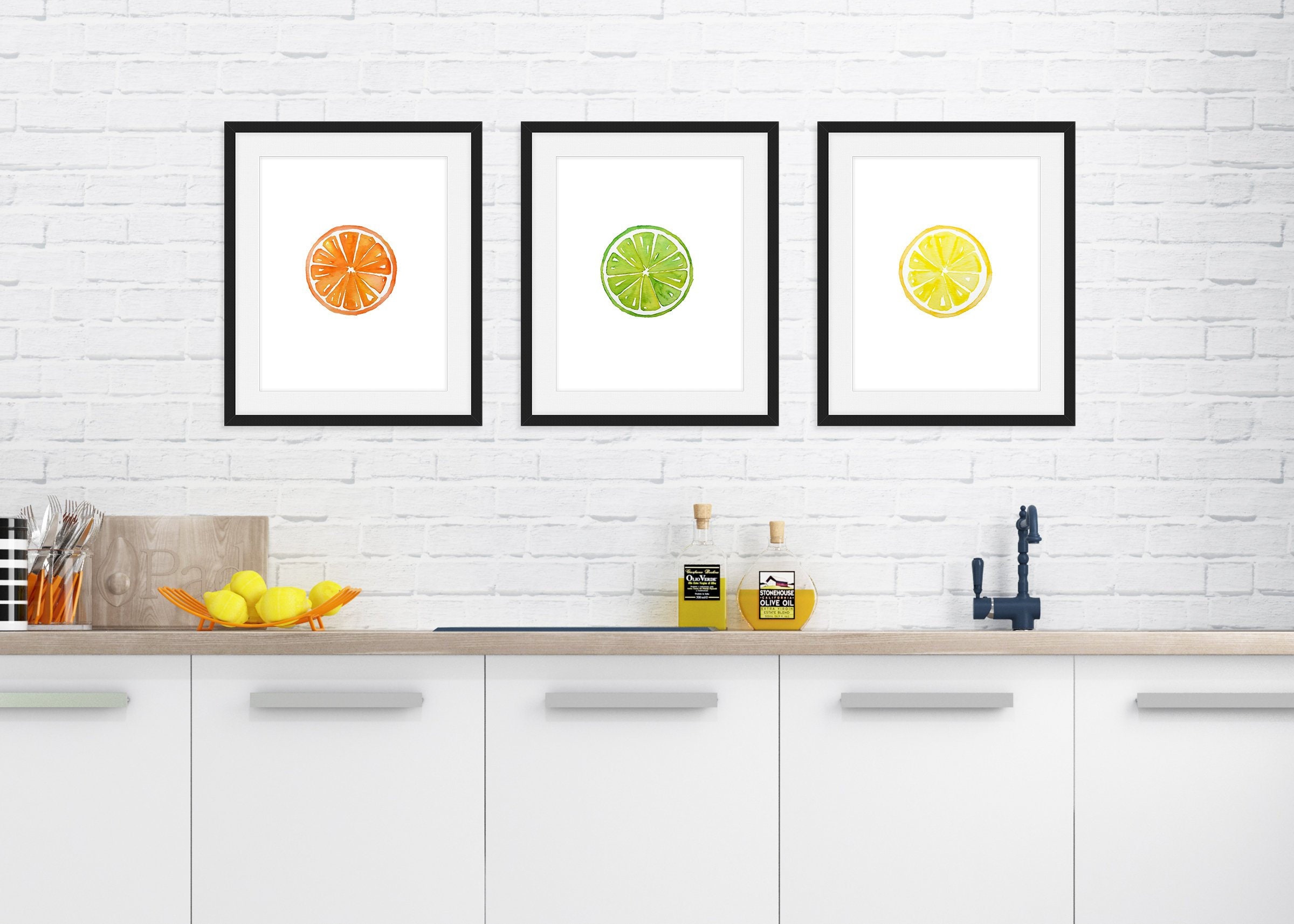 Watercolor Citrus Fruit Printable Bundle, DIGITAL DOWNLOAD, Kitchen ...