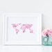 Blush World Map Watercolor Printable, Digital Download, Pink Map of the ...