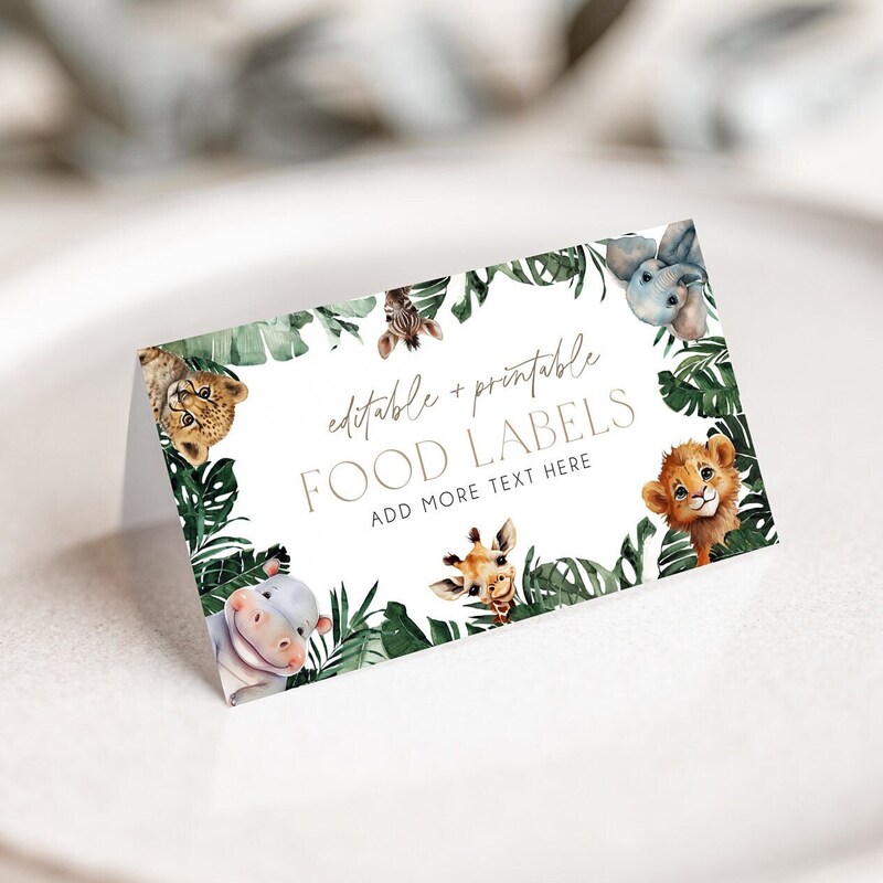 Safari Food Labels - Etsy