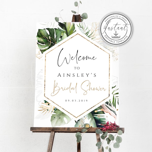 Baby Shower Welcome Sign Tropical - Etsy