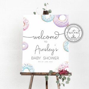 Donut Editable Welcome Sign Template Donut Baby Shower Sign | Etsy