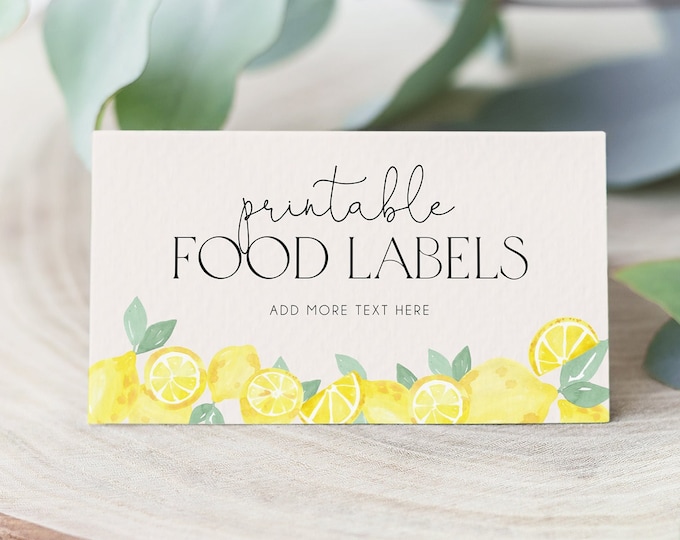 Citrus Bridal Shower Food Labels Template, Lemon Bridal Shower Name ...
