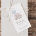 Blue Elephant Gift Tag Template, Blue Balloon Elephant Thank You Favor ...