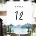 Mountain Wedding Editable Table Numbers Template, Watercolor Lake Table ...