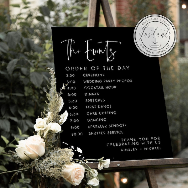Order of Events - Etsy