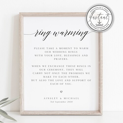 Rustic Ring Warming Wedding Sign Template Editable Sign - Etsy