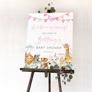 Pink Safari Welcome Sign, Jungle Animals Editable Welcome Sign ...
