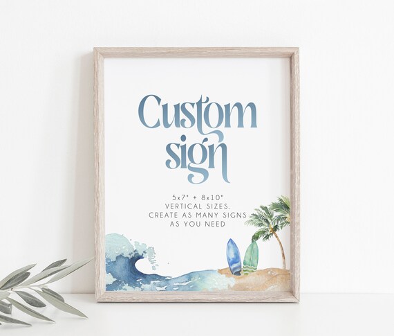 Beach & Surf Editable Custom Sign Template Surf Baby Shower - Etsy