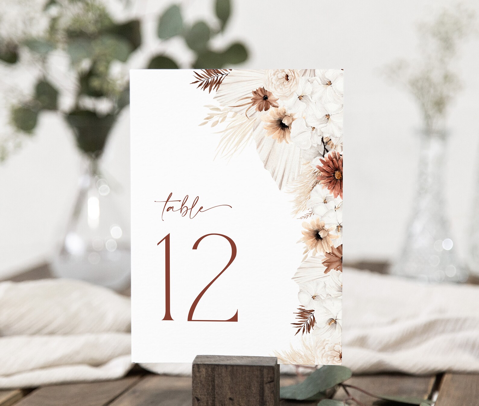 Boho Floral Table Numbers Template, Bohemian Wedding Table Numbers ...