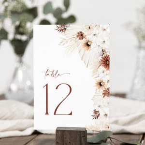 Boho Floral Table Numbers Template, Bohemian Wedding Table Numbers ...