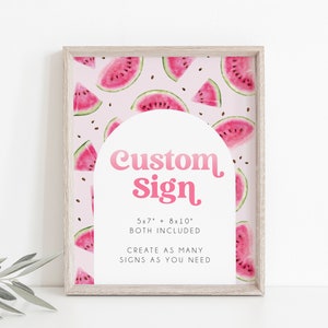 Watermelon Custom Sign Template, Watermelon Birthday Party Signage ...