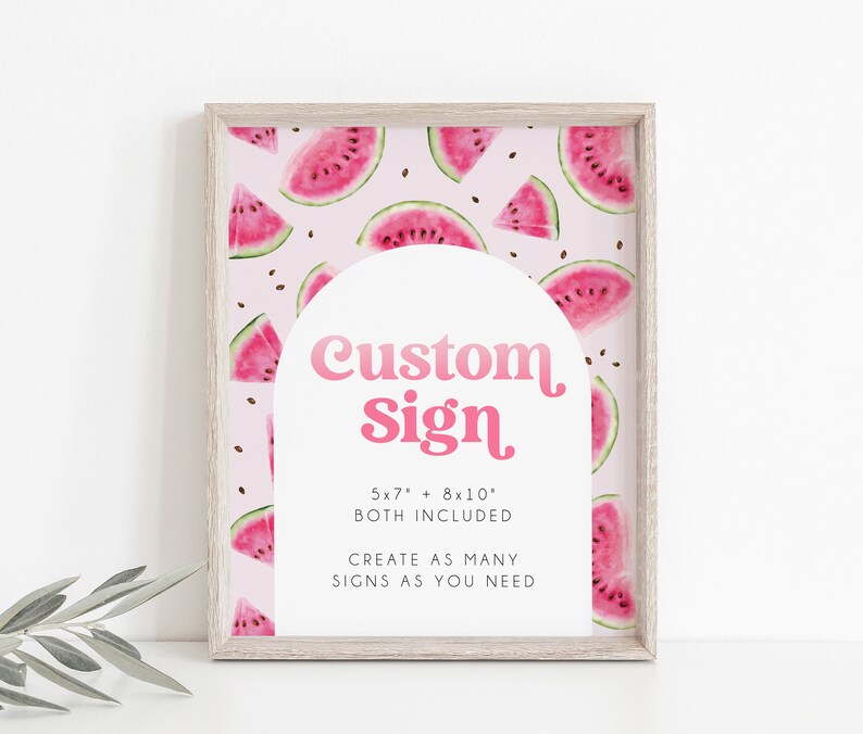 Watermelon Custom Sign Template, Watermelon Birthday Party Signage ...