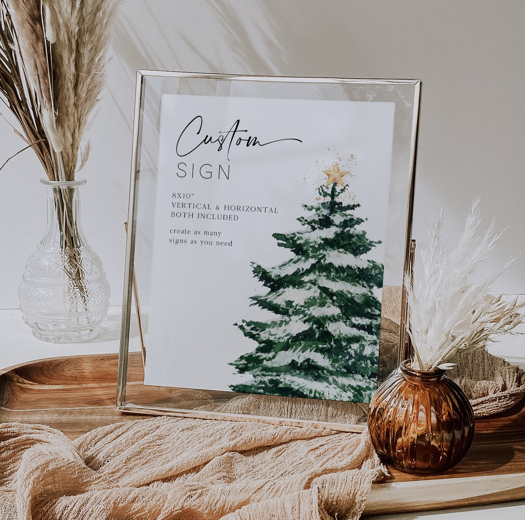 Holiday Christmas Custom Sign Template, Christmas Tree Signage ...