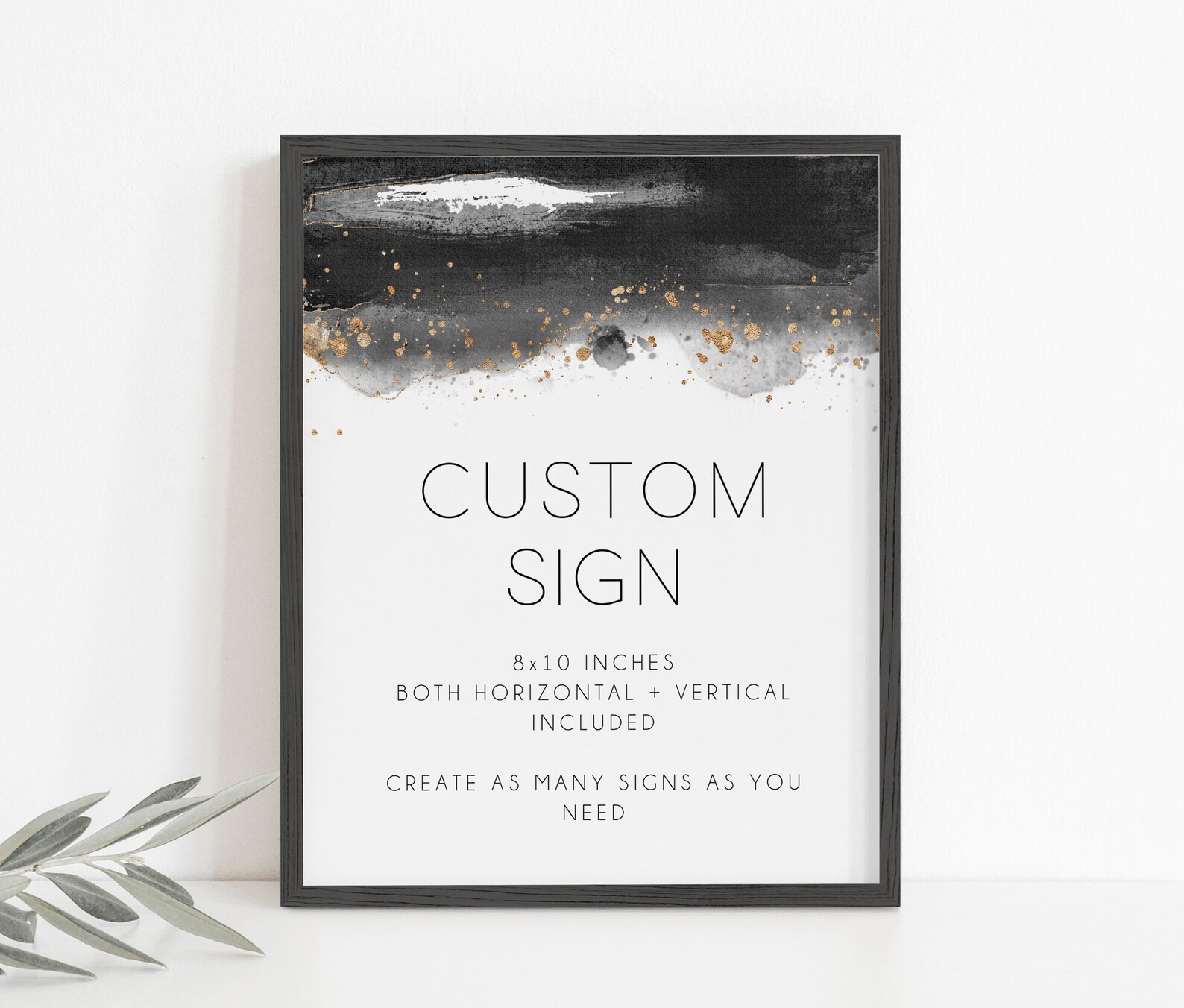 Gold & Black Custom Sign Modern Wedding Sign Editable Sign | Etsy