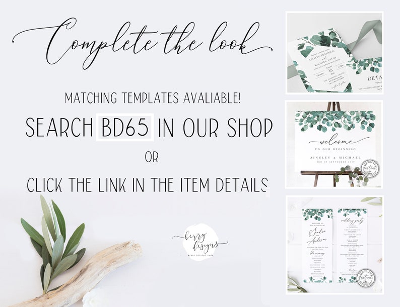 Wedding Thank You Note Template Modern Rustic Eucalyptus | Etsy