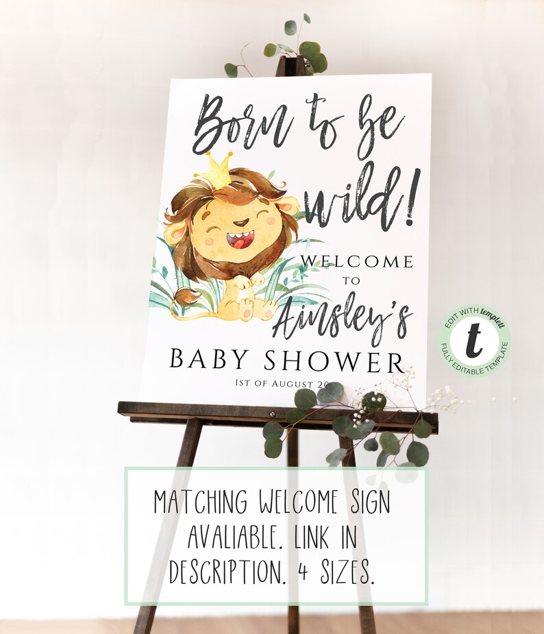 Lion Cub Baby Shower Invitation, Editable Template (instant Download ...