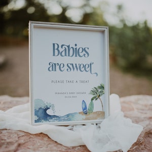 Ocean & Surf Babies Are Sweet Sign Template, Beach Baby Shower Favors ...