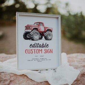 Editable Monster Truck Sign Template, Monster Truck Editable Sign ...