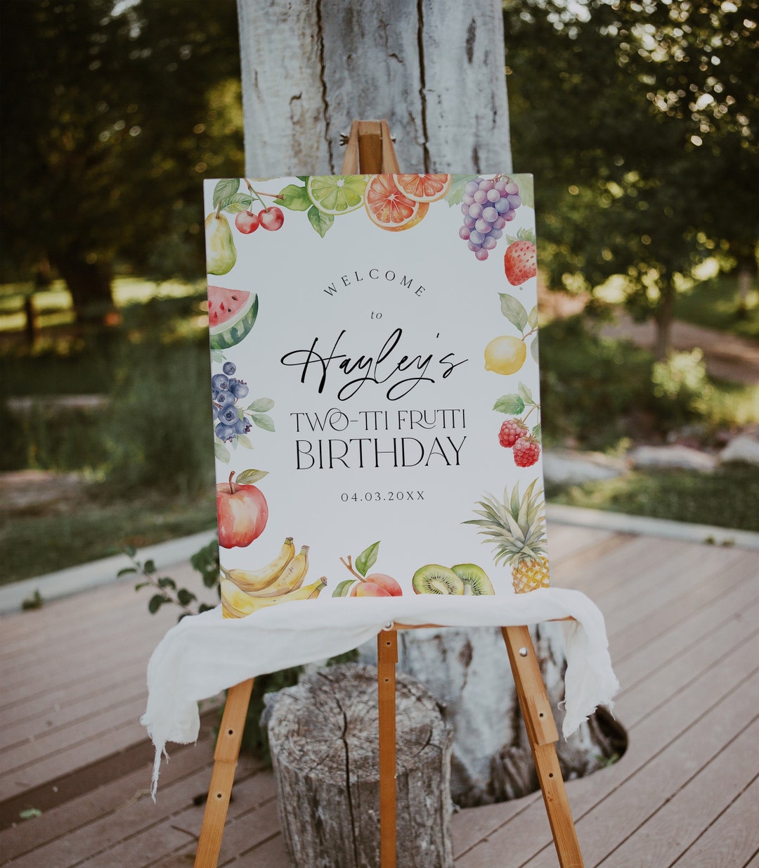 Two-tti Frutti Birthday Welcome Sign Template, Fruit Themed Birthday ...