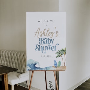 Baby on Board Welcome Sign, Surf Beach Baby Shower Welcome Sign ...
