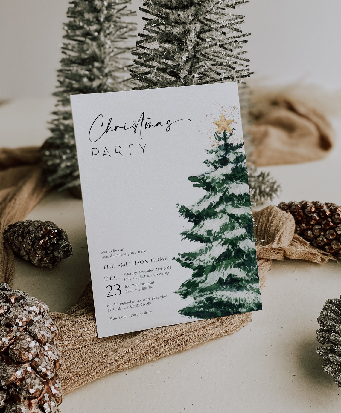 Holiday Christmas Party Invitation Christmas Tree Invitation | Etsy