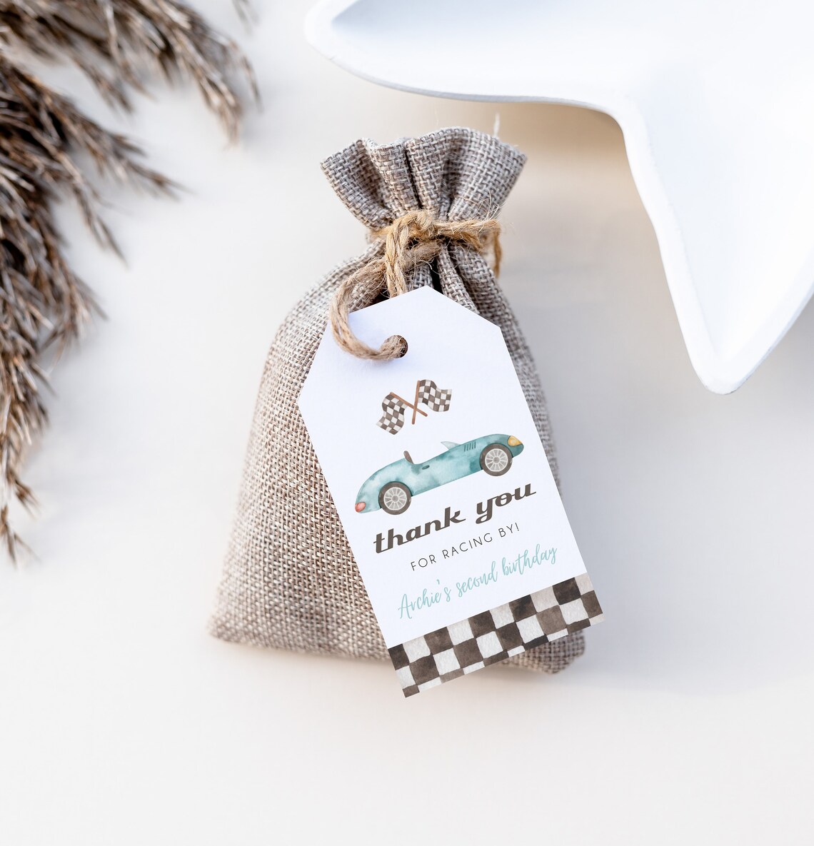 Race Car Birthday Favor Tag Blue Race Car Thank You Gift Tag - Etsy
