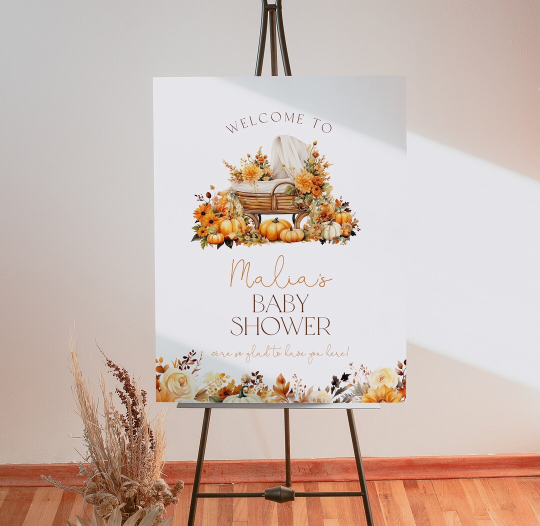 Autumn Baby Shower Welcome Sign, Fall Baby Shower Signage, Pumpkin Baby ...