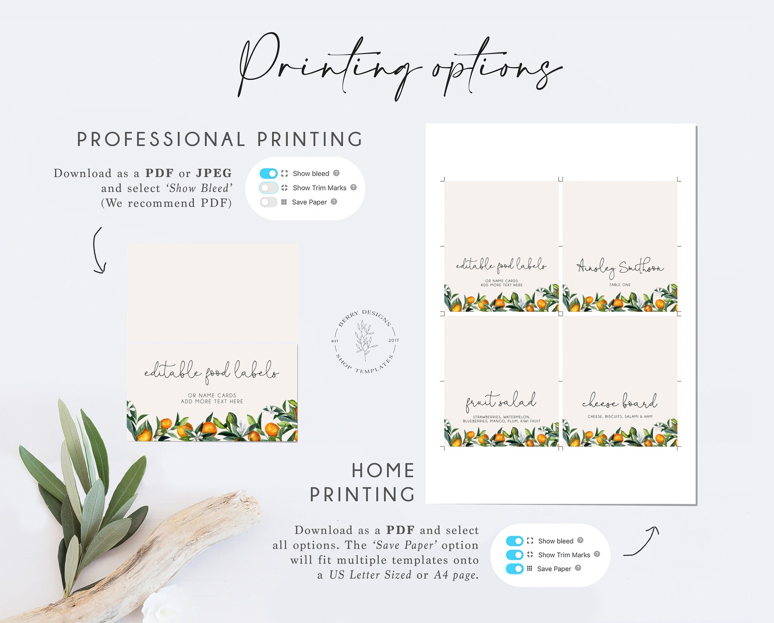 Little Cutie Food Labels Editable Template Orange Name Cards - Etsy