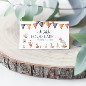 Circus Food Label Cards Template, Carnival Themed Birthday Party Food ...