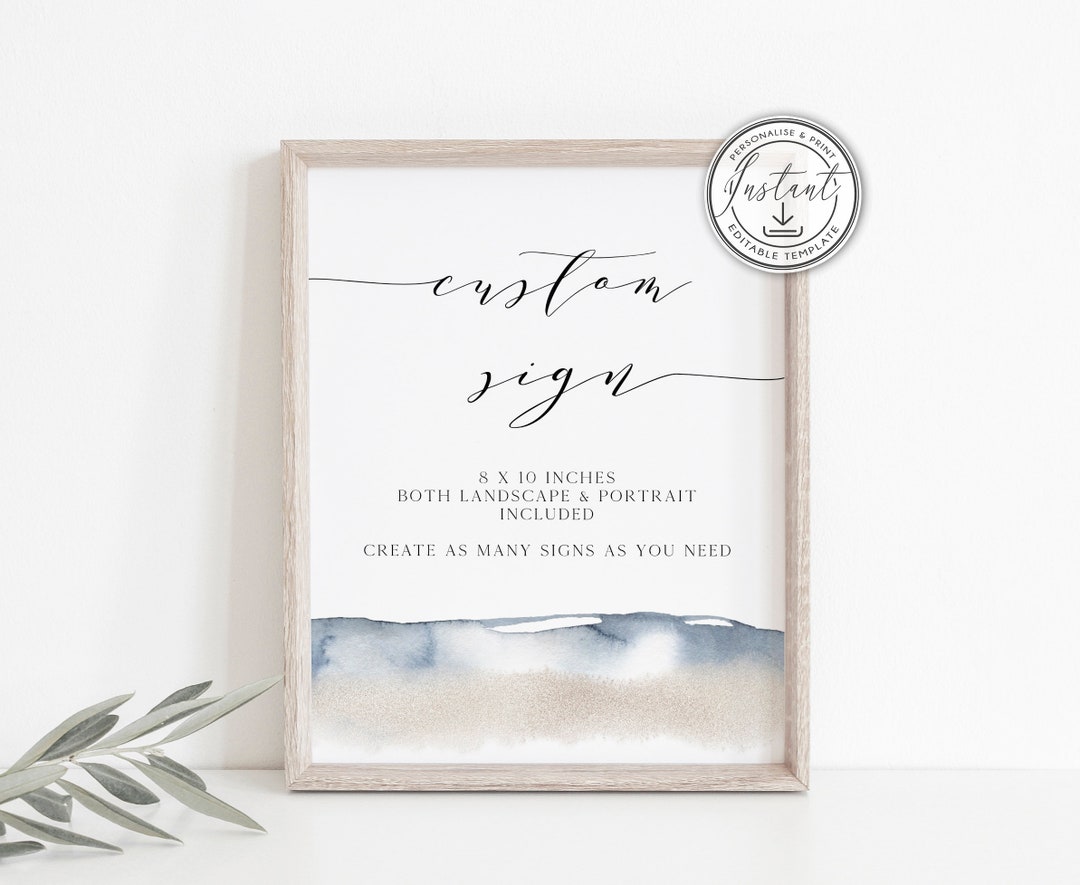 Beach Wedding Custom Sign Editable Template, Destination Wedding Sign ...