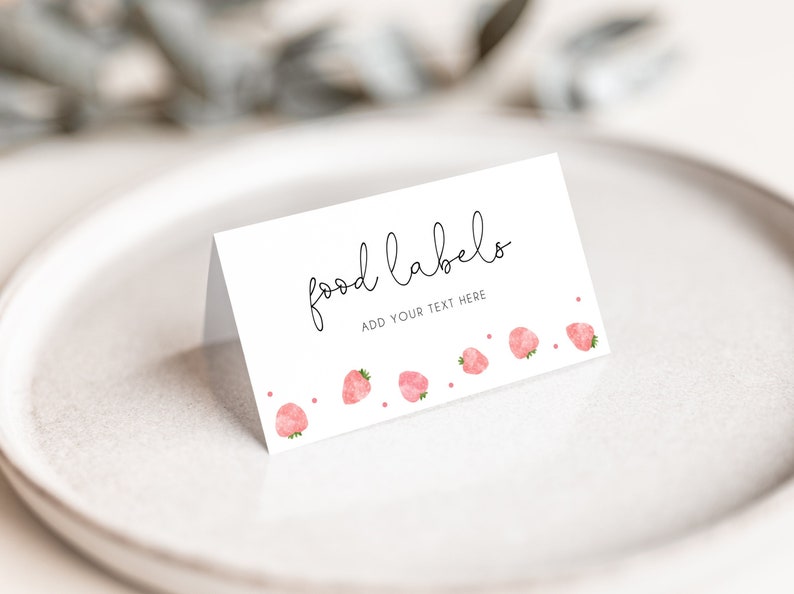 Strawberry Food Label Template, Berry First Birthday Editable Food ...
