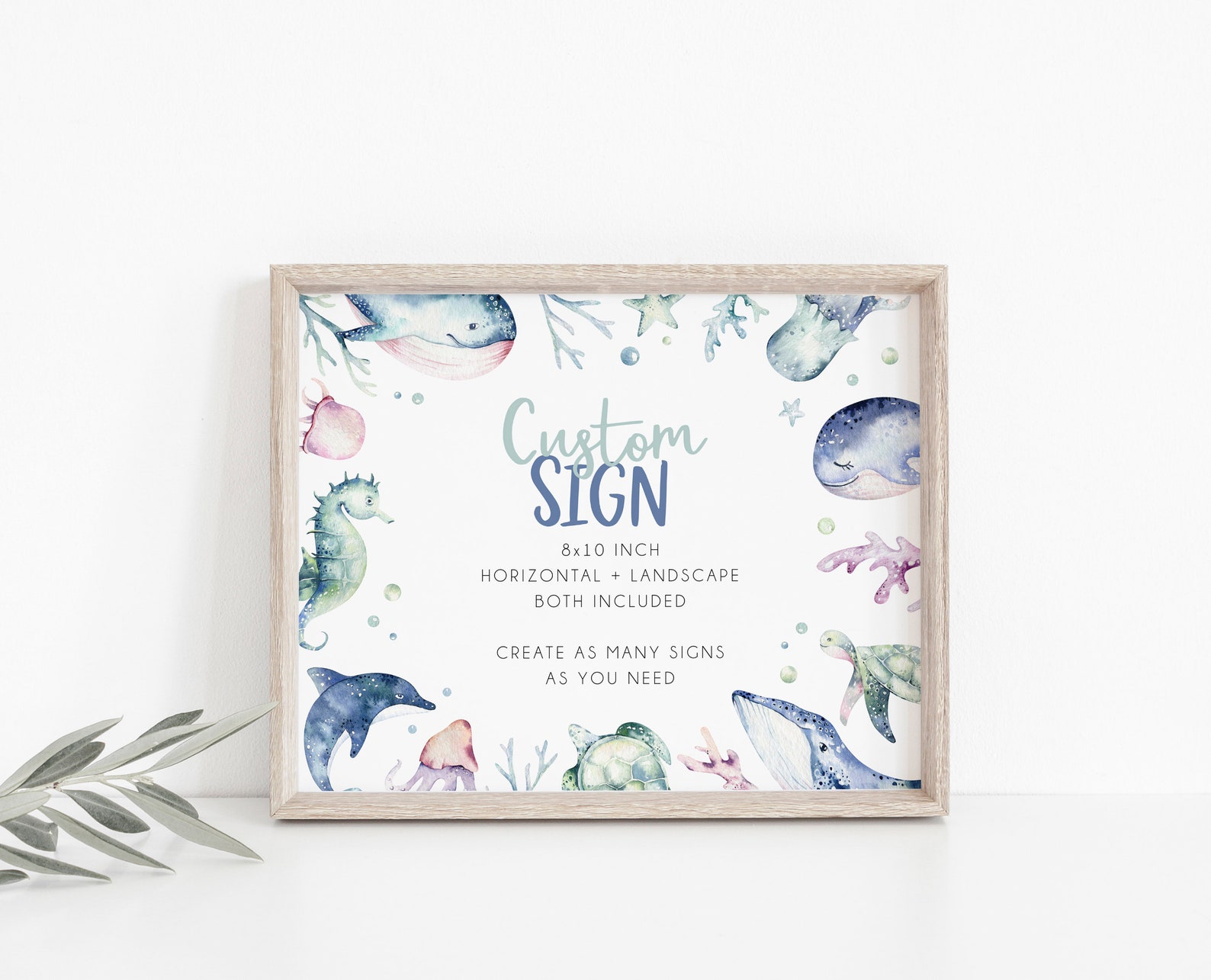 Ocean & Sea Custom Sign Editable Template Ocean Baby Shower - Etsy