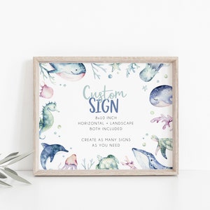 Ocean & Sea Custom Sign Editable Template, Ocean Baby Shower Signage ...
