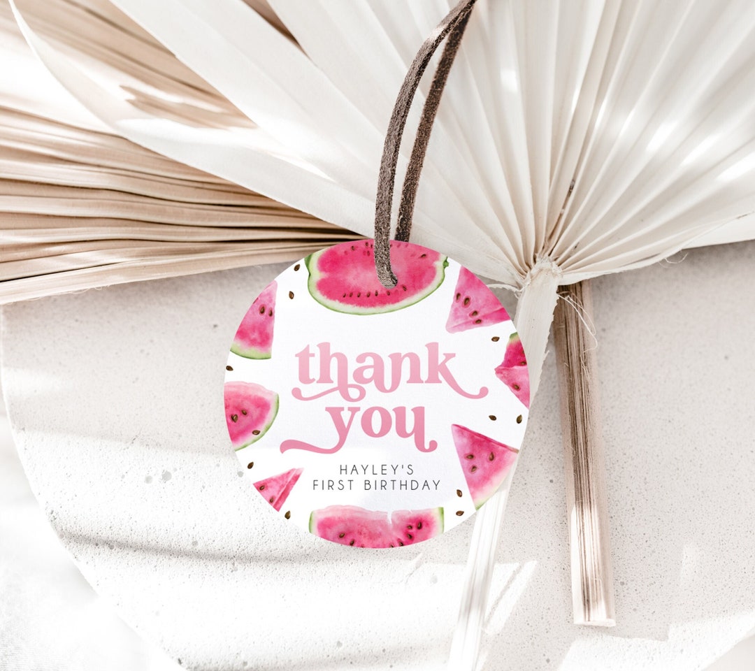 Watermelon Thank You Favors, Round Watermelon Gift Tags, Circle Favors ...