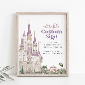 Princess Custom Sign Editable Template, Little Princess & Castle ...