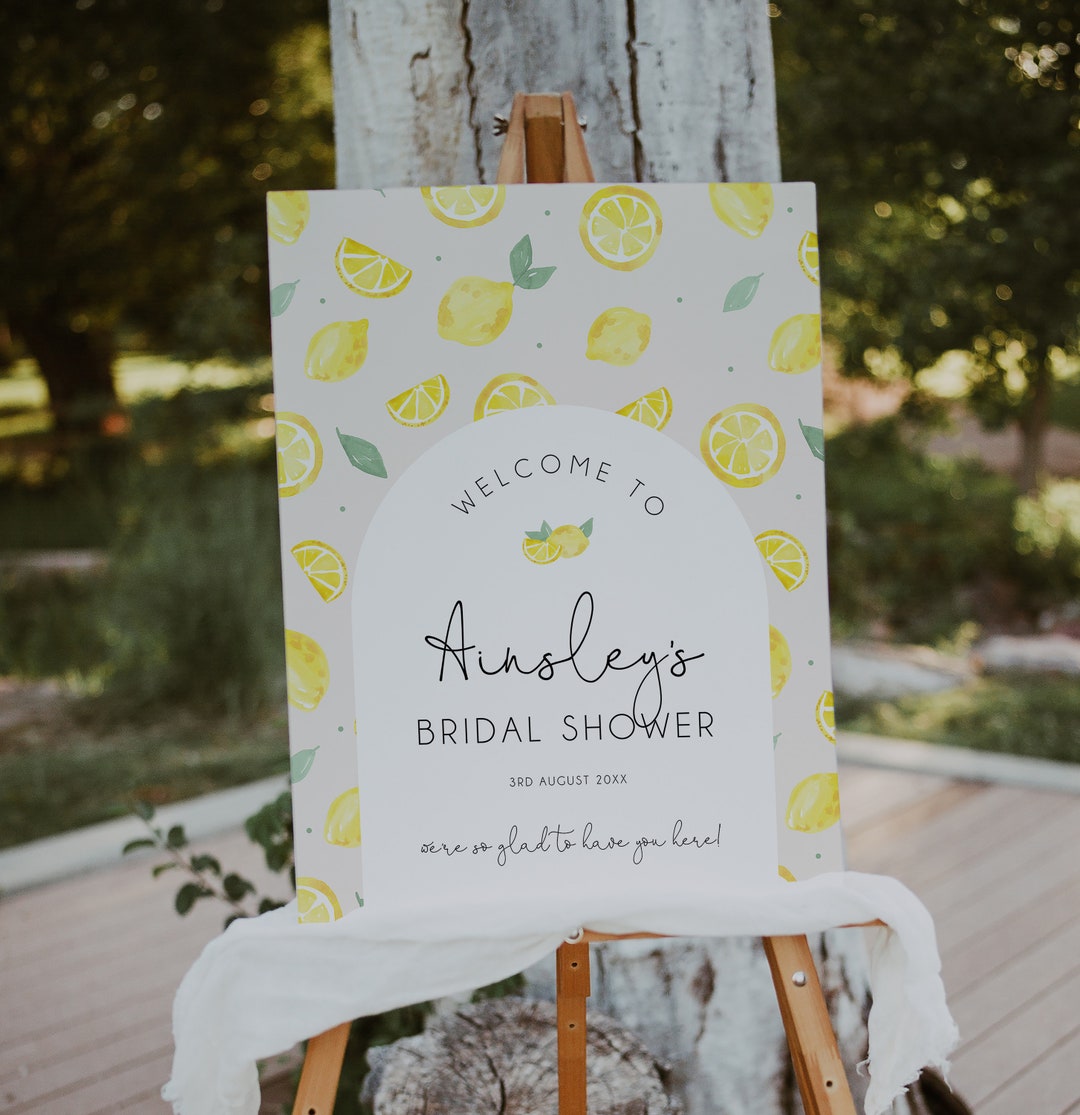 Lemon Welcome Sign Template, Citrus Lemon Bridal Shower Welcome Sign ...