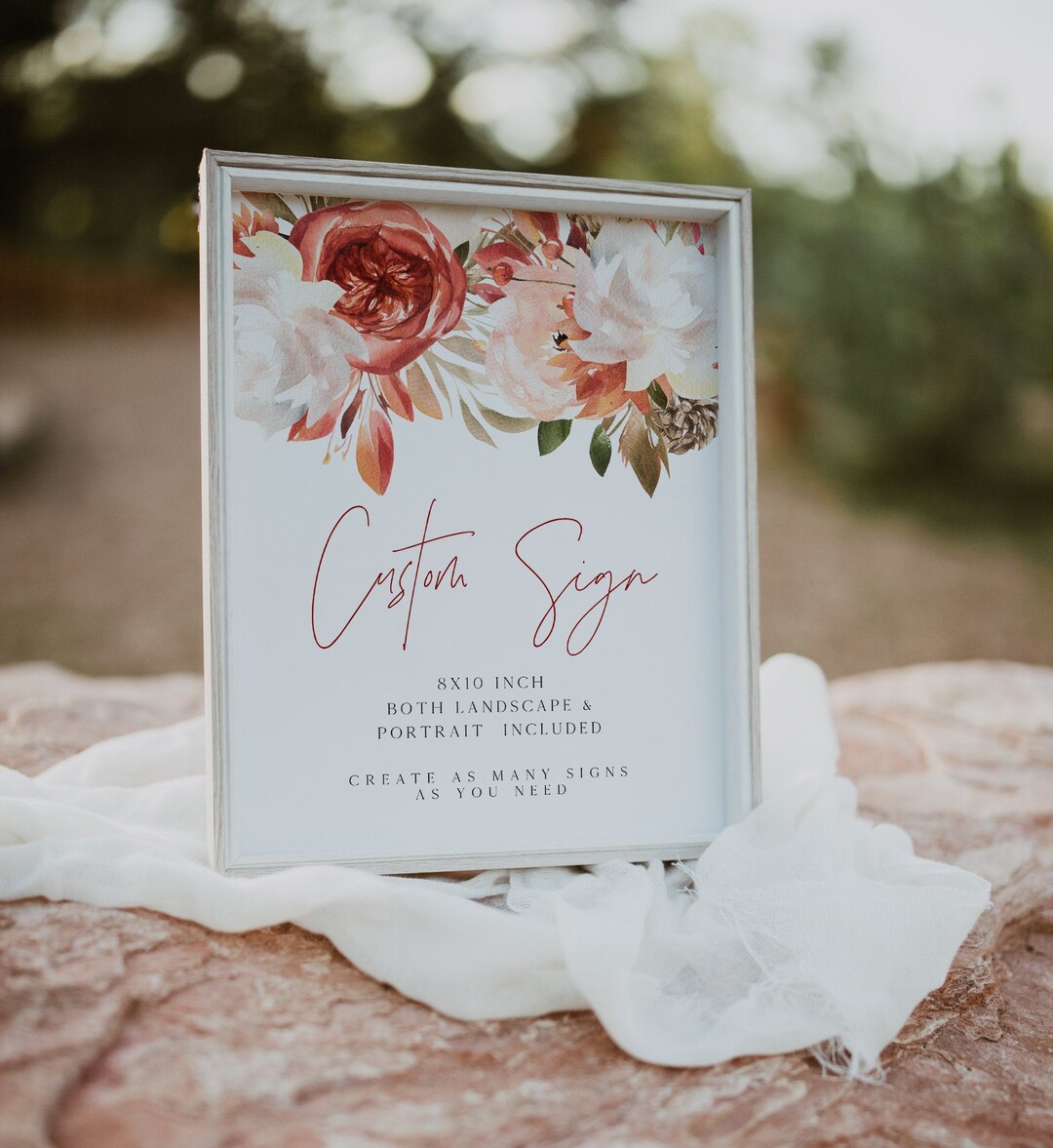 Rustic Fall Custom Sign Template, Bohemian Autumn Wedding Signage ...