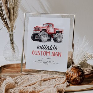 Editable Monster Truck Sign Template, Monster Truck Editable Sign ...