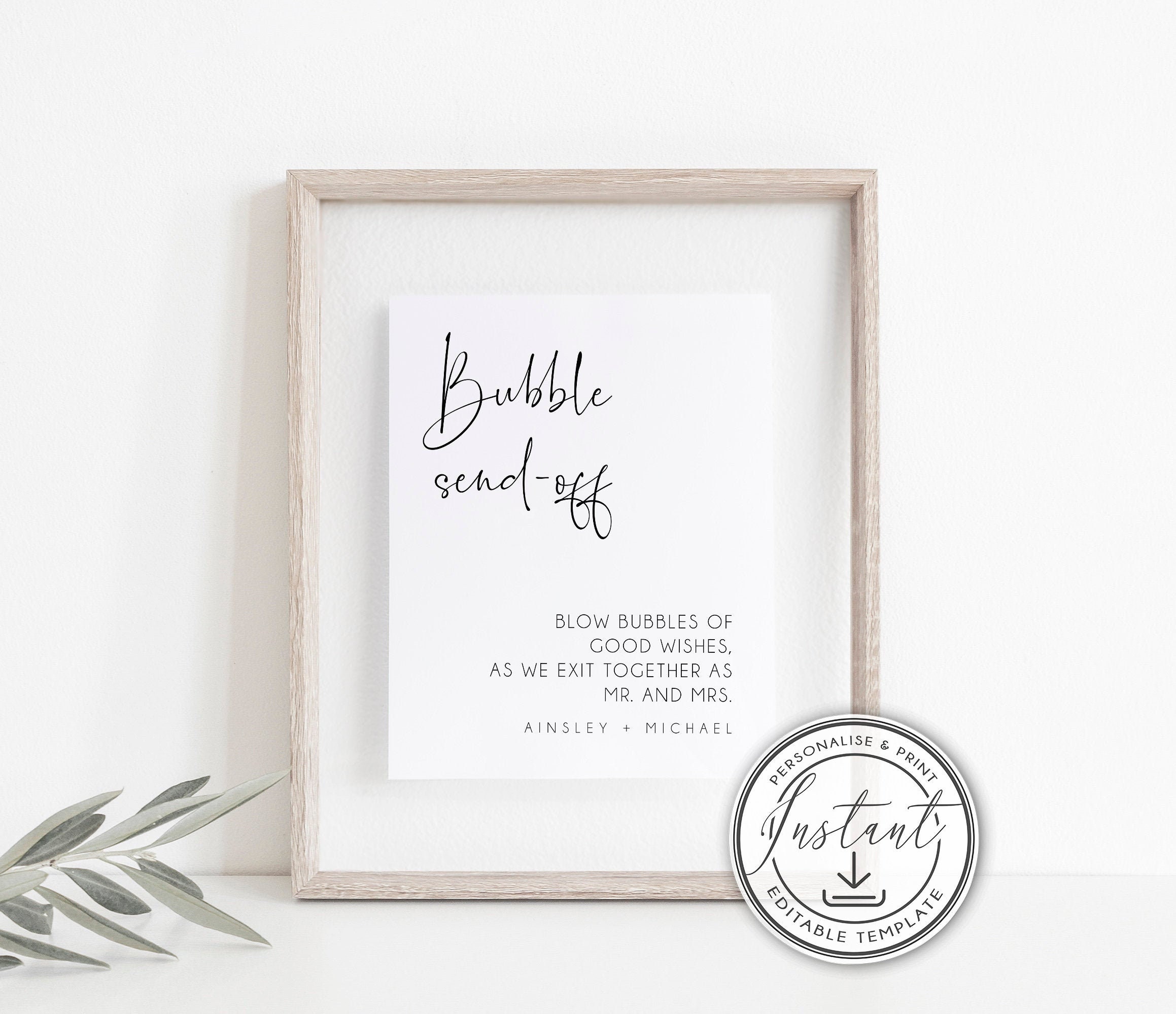 Minimalist Bubble Send off Editable Sign Template, Modern Wedding ...