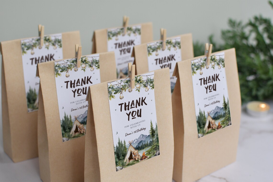 One Happy Camper Thank You Gift Tag Template, Camp Birthday Favors ...