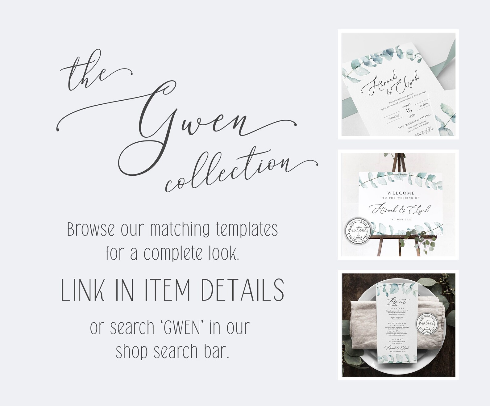 Eucalyptus Custom Sign Editable Template Watercolor Greenery - Etsy