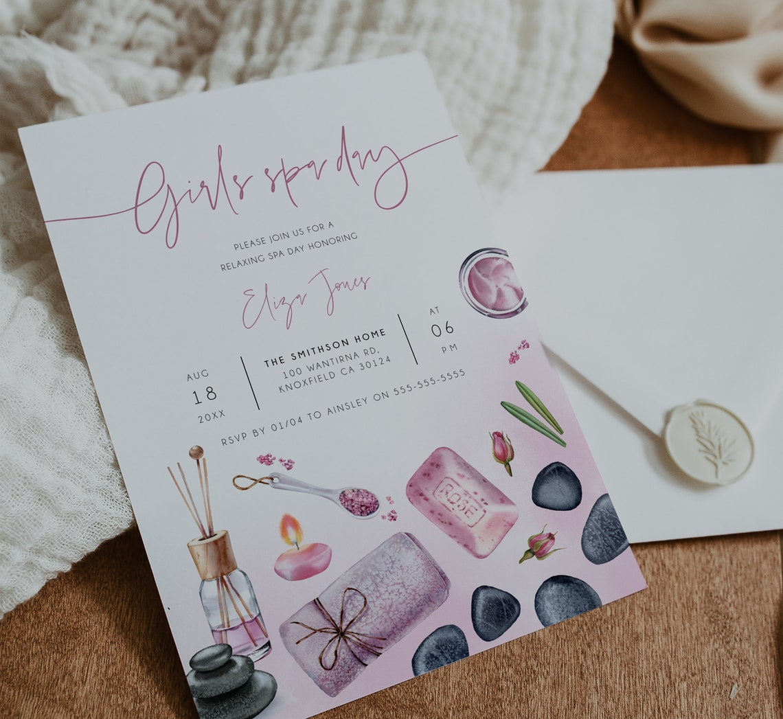 Girls Spa Night Invitation Template Girls Pamper Party - Etsy