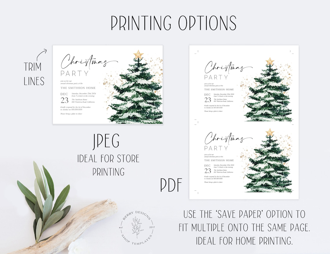 Holiday Christmas Party Invitation Christmas Tree Invitation - Etsy