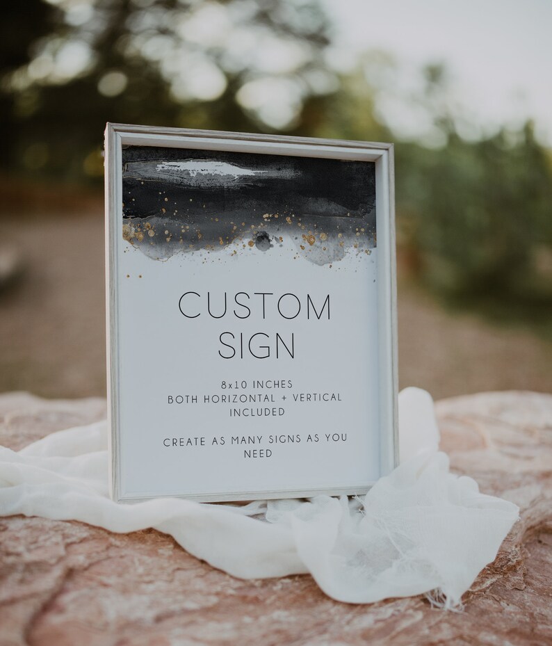 Gold & Black Custom Sign Modern Wedding Sign Editable Sign | Etsy