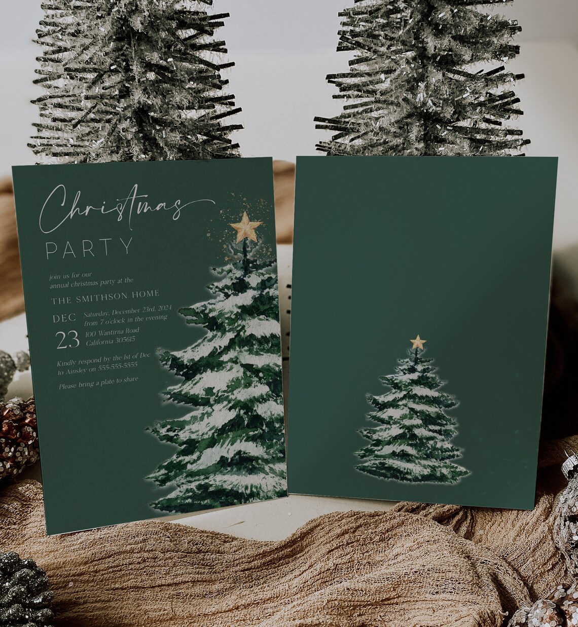 Holiday Christmas Party Invitation Christmas Tree Invitation - Etsy